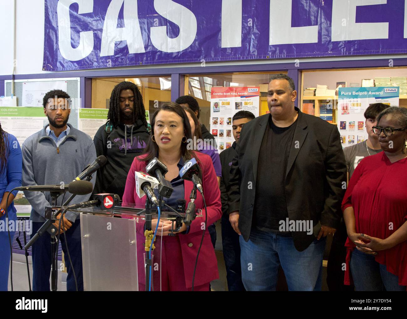 Oakland, CA - May 22, 2024: Mayor Sheng Thao speaking at a Press Conf ...