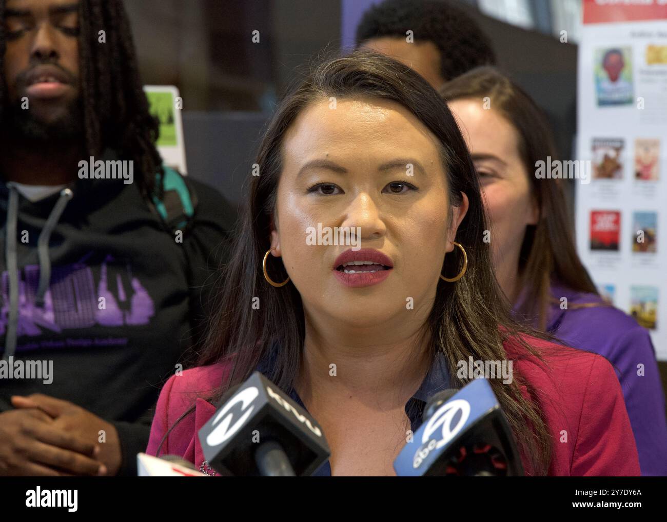 Oakland, CA - May 22, 2024: Mayor Sheng Thao speaking at a Press Conf ...