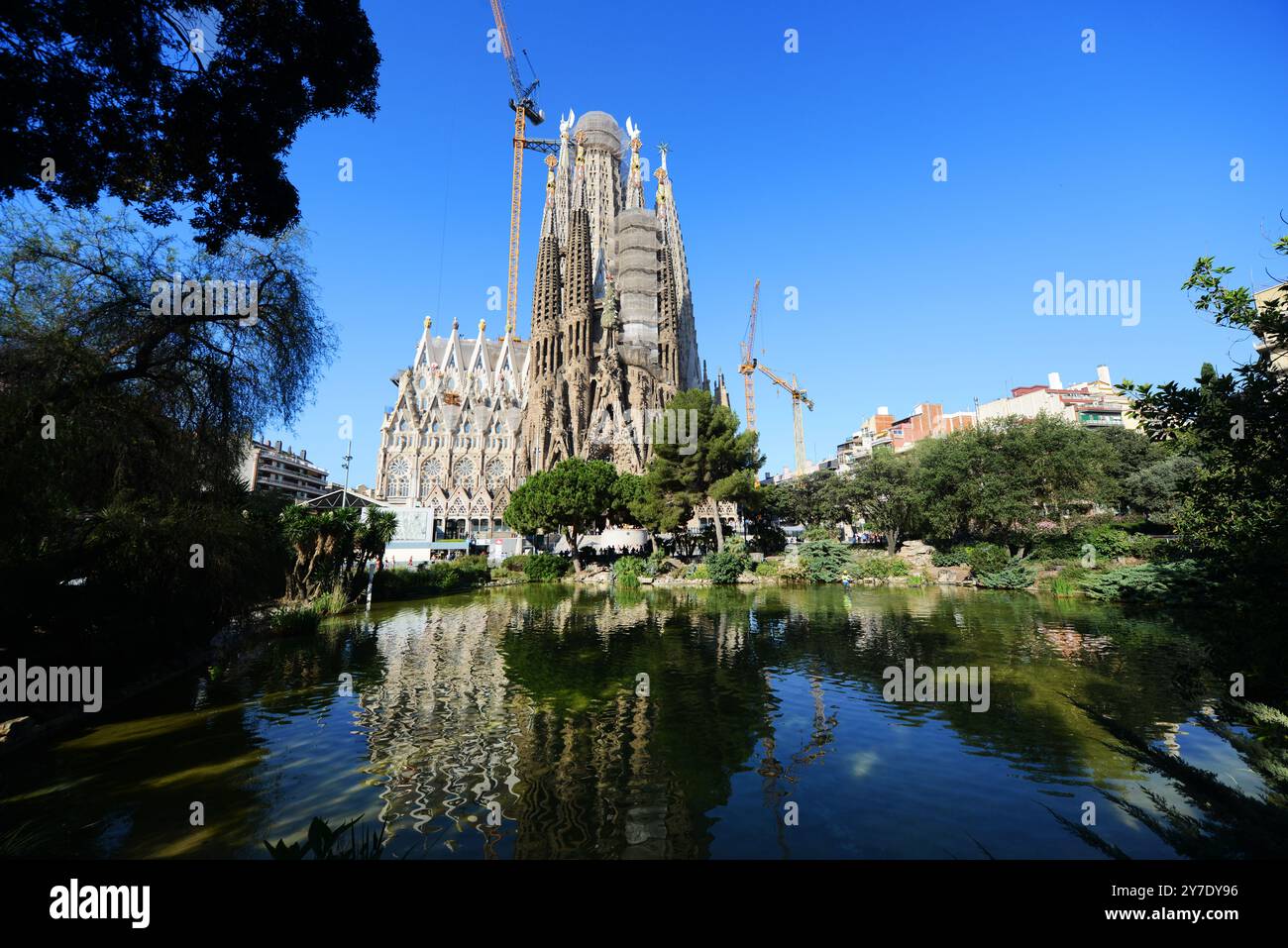The Sagrada Familia seen from Plaça de Gaudí. Barcelona, Spain Stock ...