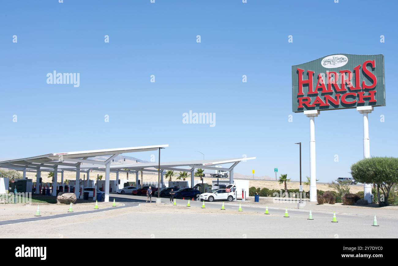 Coalinga, CA - May 29, 2024: Cars charging at a Tesla Supercharging ...