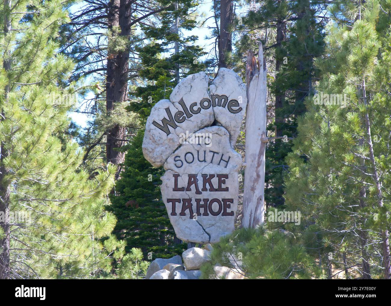 South Lake Tahoe, CA - June 16, 2024: Close up on Welcome to South Lake ...