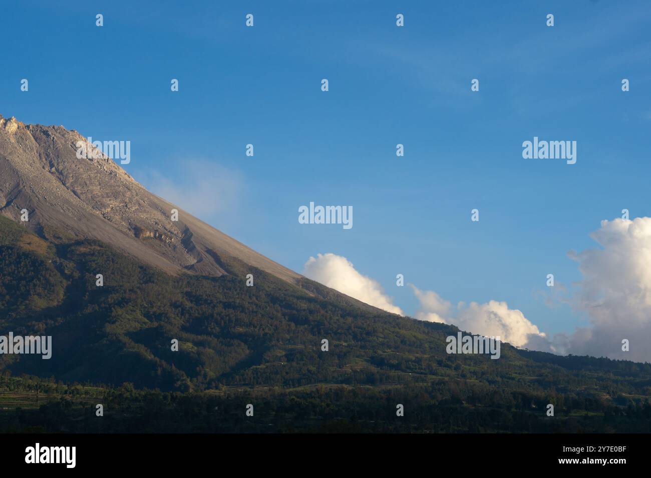 West side valley of Mount Merapi Volcano with clear blue sky in the ...