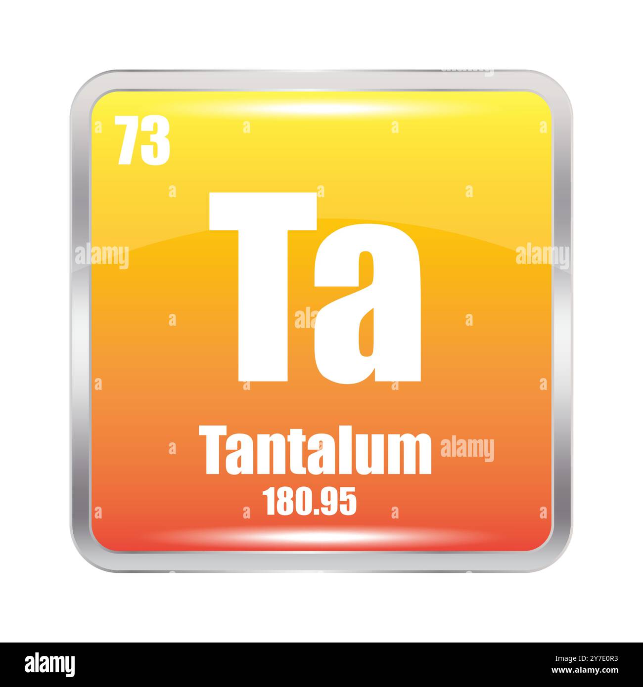 Tantalum icon. Ta chemical element. Atomic number 73. Mass 180.95 ...
