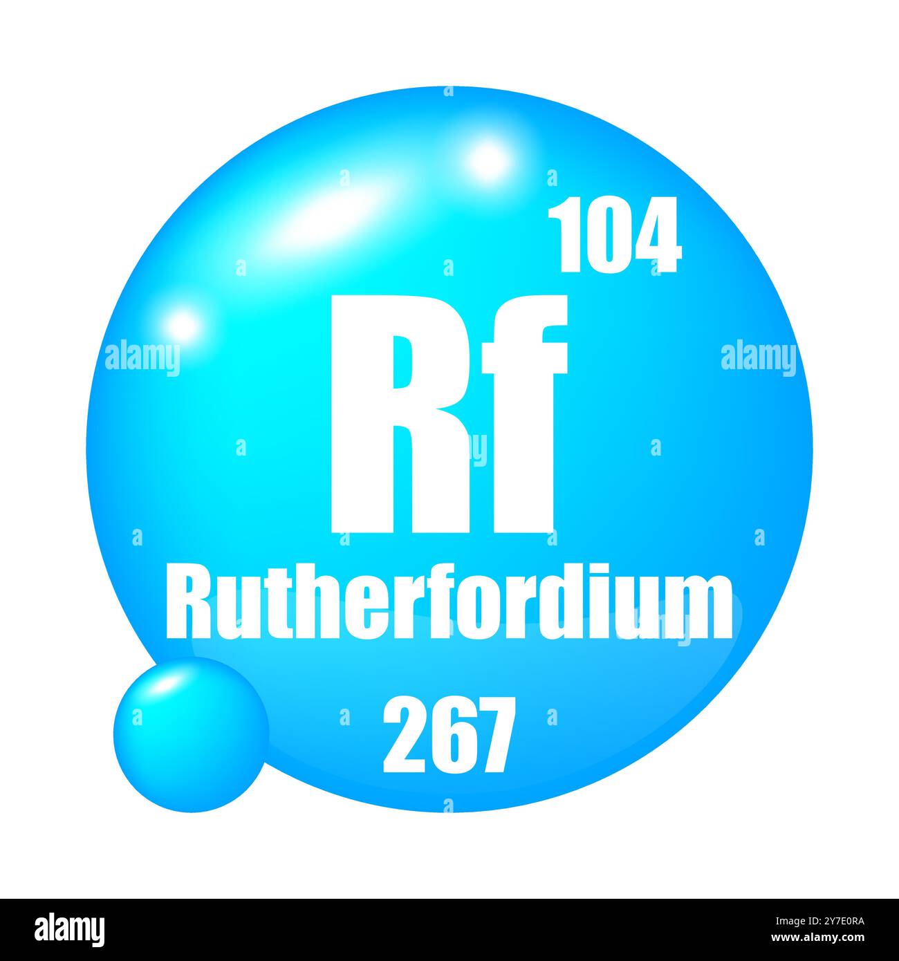 Rutherfordium icon. Rf chemical element. Atomic number 104. Mass 267 ...
