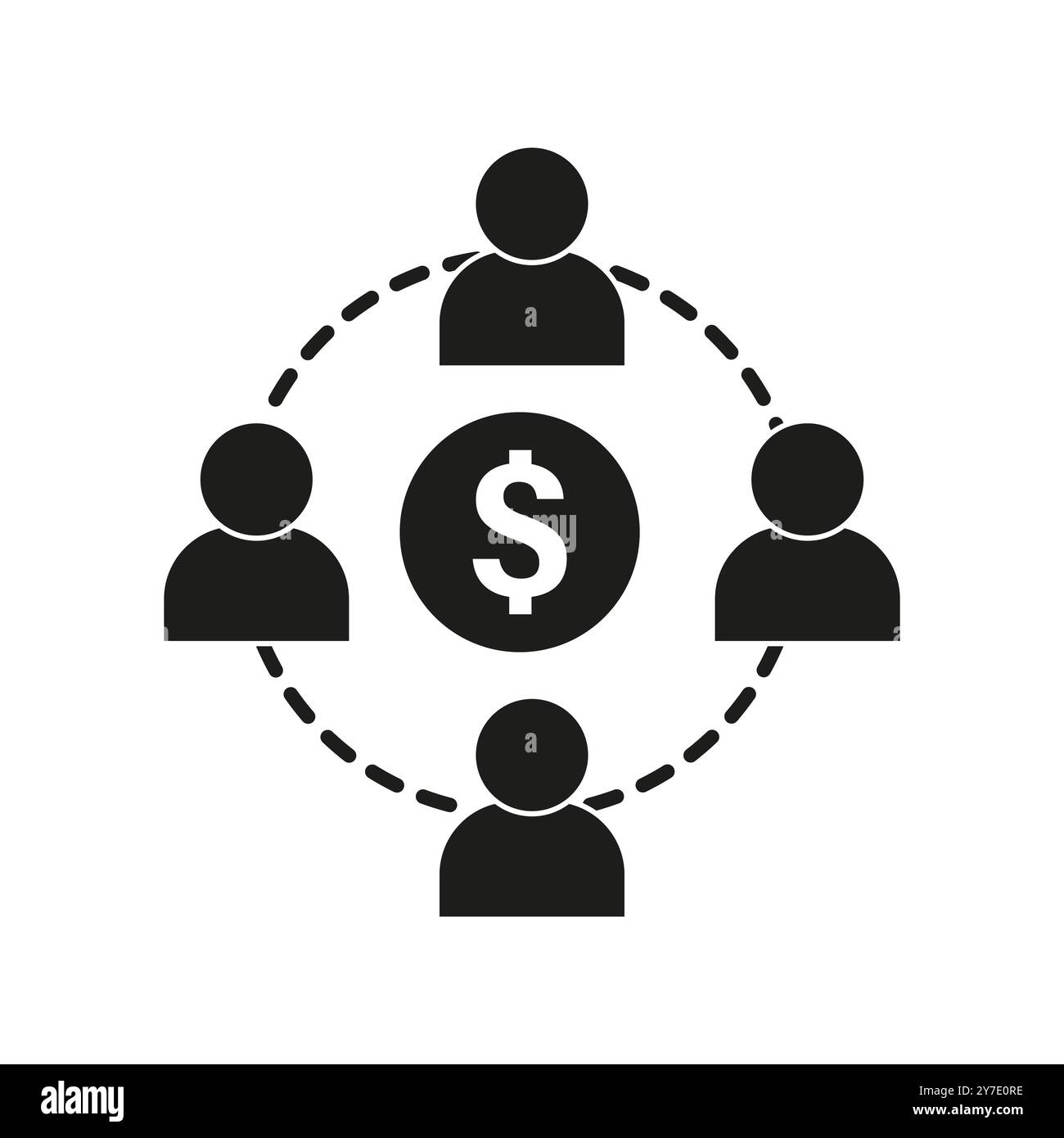 Business network icon. Dollar sign in circle. Teamwork financial symbol ...