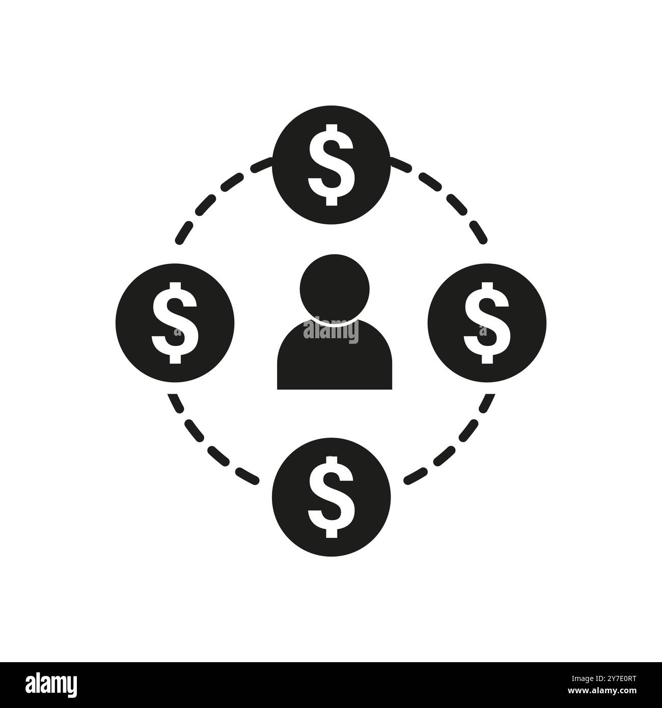 Person in circle. Dollar signs vector. Financial network icon. Money ...