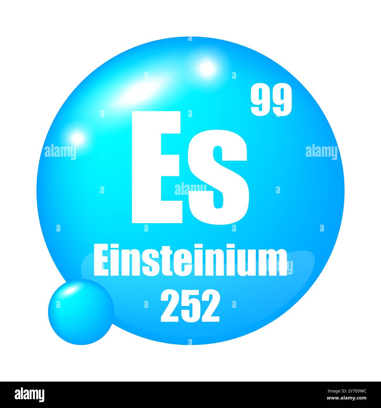 Einsteinium icon. Es chemical element. Atomic number 99. Mass 252. Blue ...