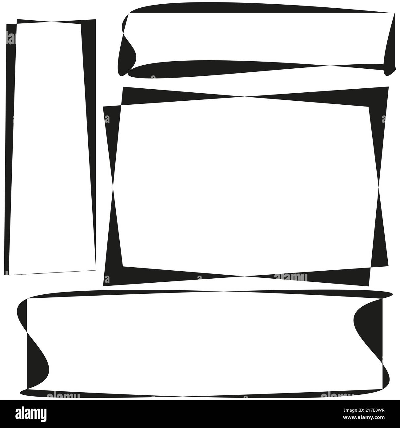 Abstract black frames. Geometric rectangle shapes. Minimalist wavy ...