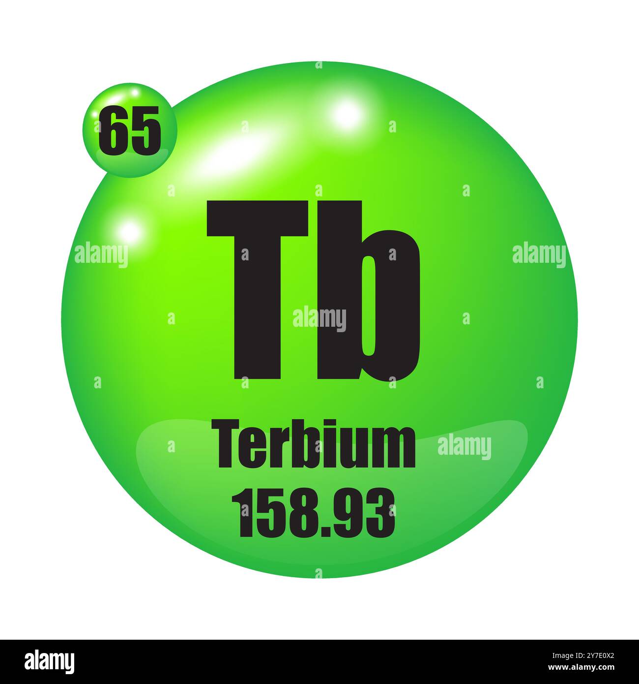 Terbium icon. Tb chemical element. Atomic number 65. Mass 158.93 ...