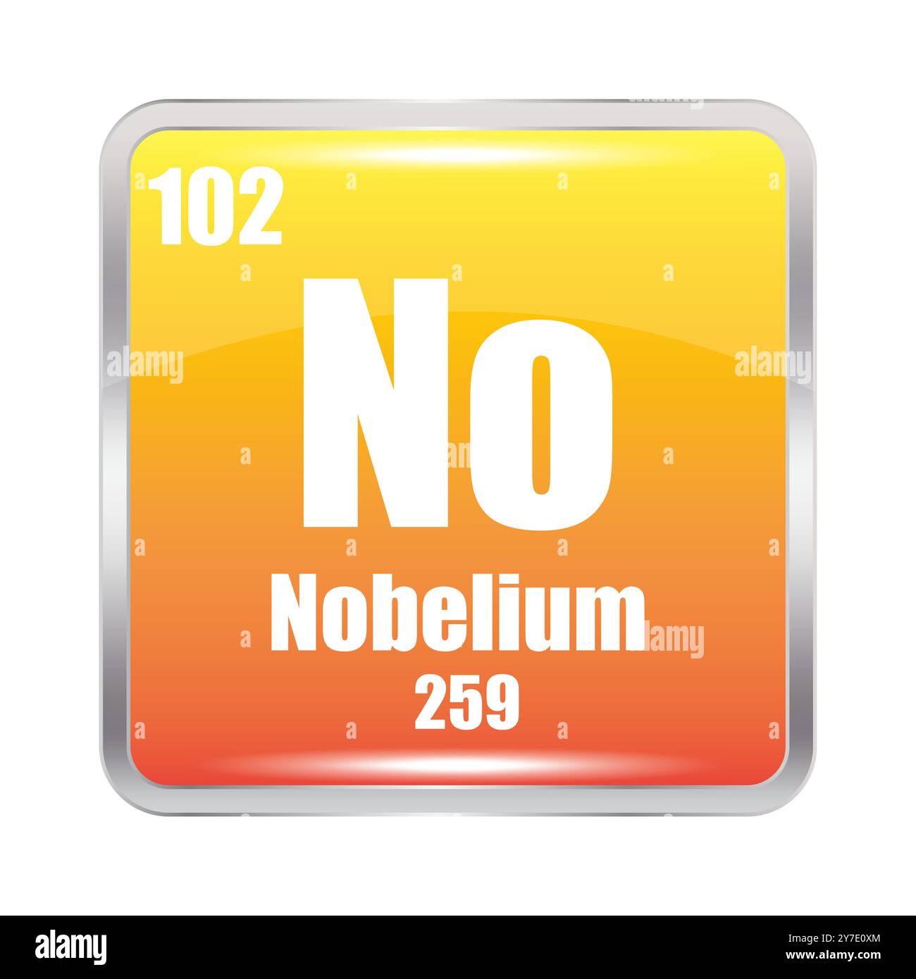 Nobelium icon. No chemical element. Atomic number 102. Mass 259. Orange ...