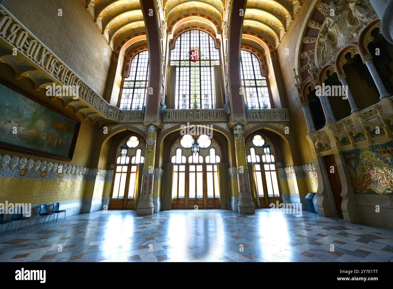 The beautiful interior of the Administration building at the Sant Pau ...