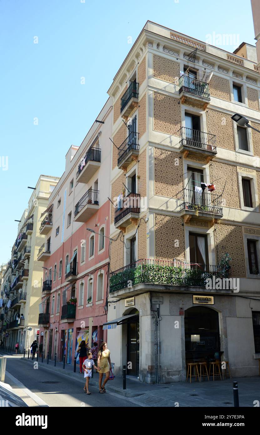Colorful buildings in Barceloneta, Barcelona, Spain Stock Photo - Alamy