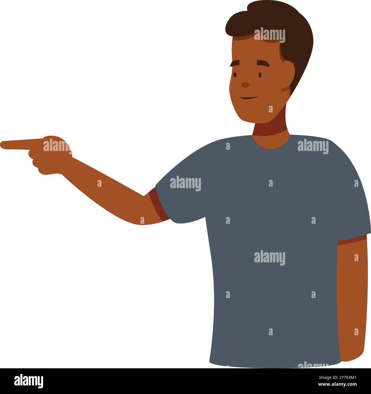 Young man is pointing his finger to the left side of the image Stock ...