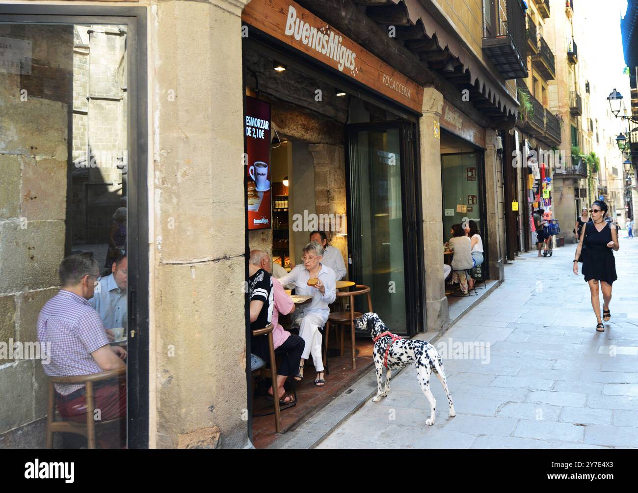 Buenas Migas café in the Gothic quarter in Barcelona, Spain Stock Photo ...