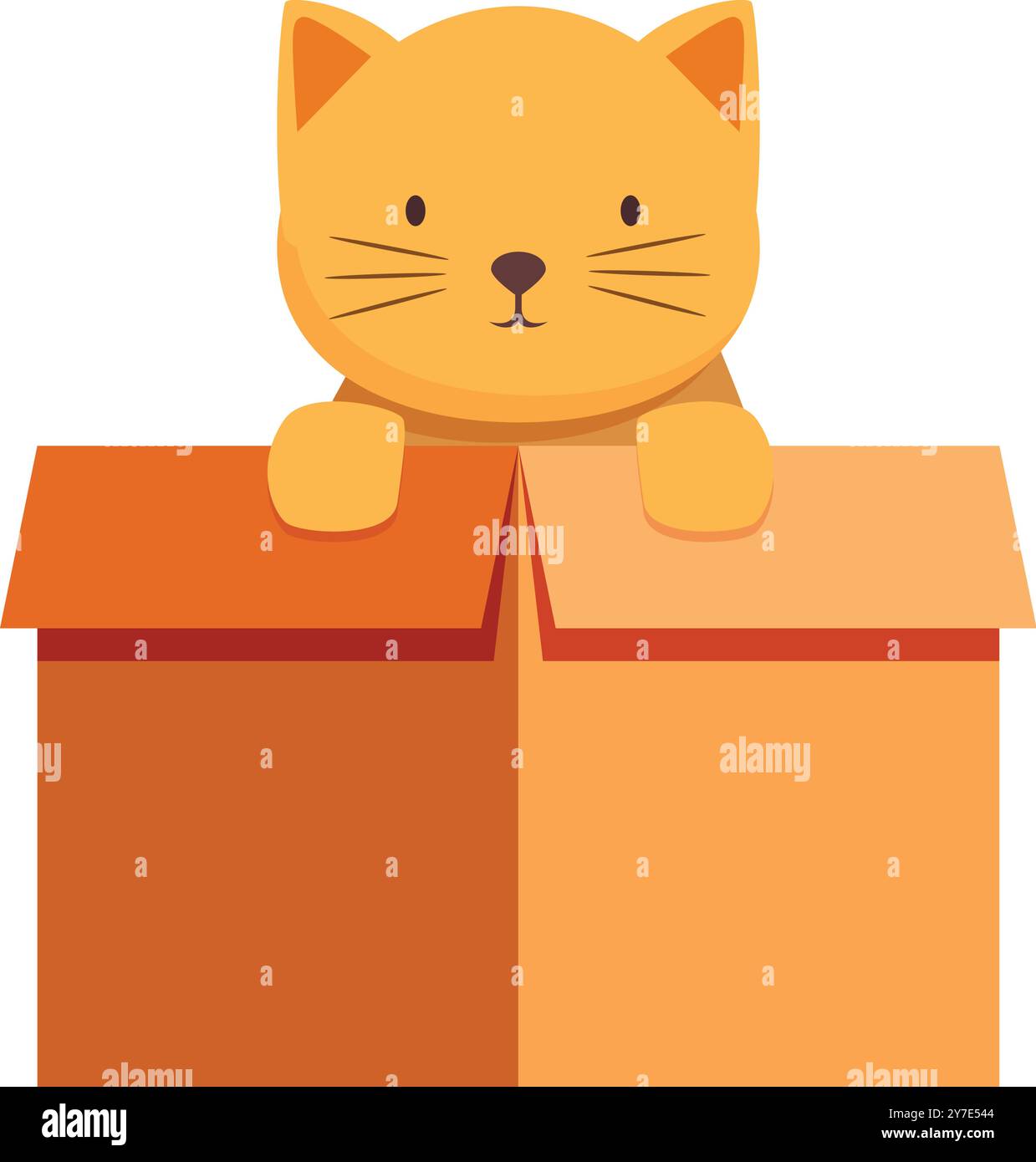 Cartoon ginger cat is peeking out from a cardboard box Stock Vector ...