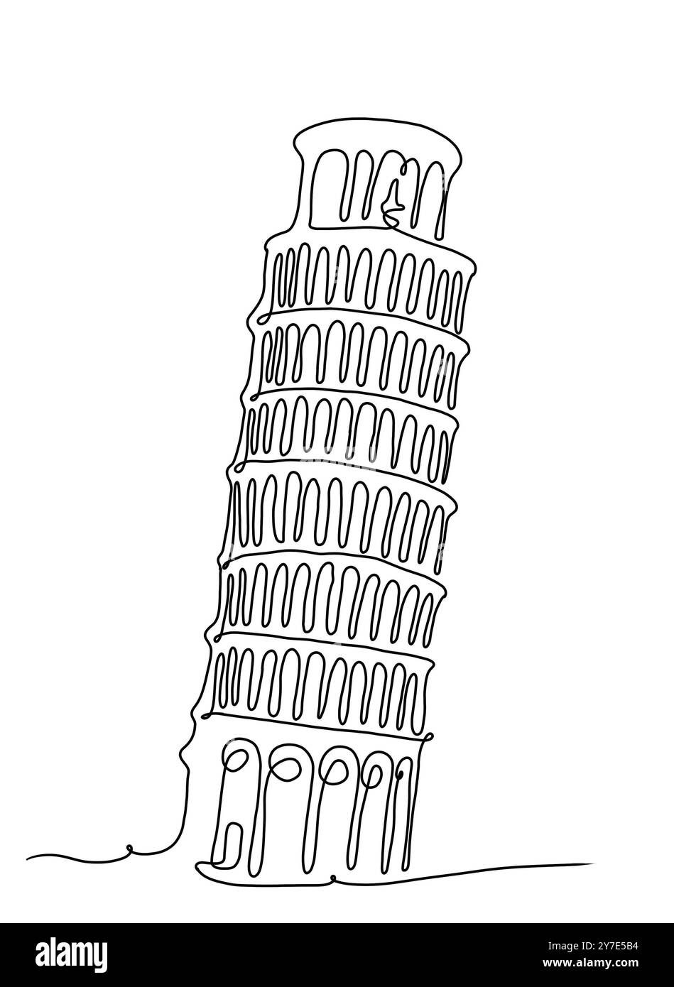 Sketch of Leaning Tower of Pisa on white background Stock Photo - Alamy