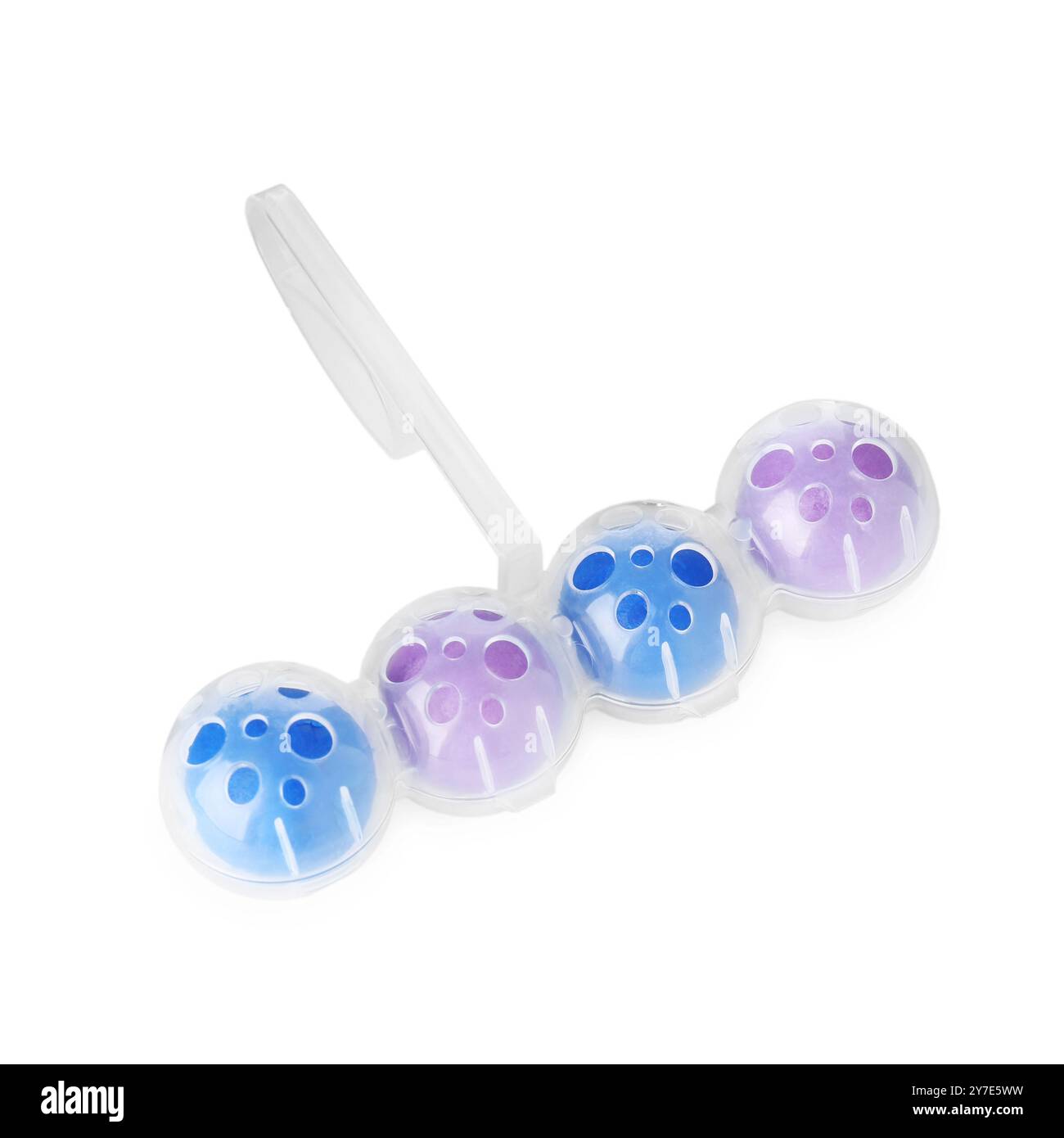 One toilet rim blocks cleaner isolated on white, above view Stock Photo ...