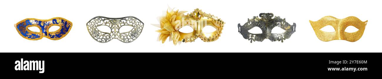 Different carnival masks isolated on white, set Stock Photo - Alamy