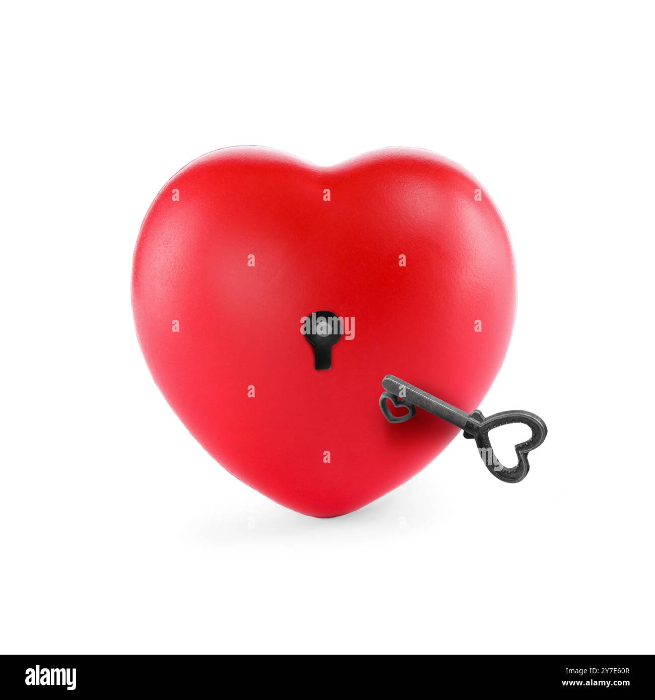 Heart with keyhole and key on white background Stock Photo - Alamy