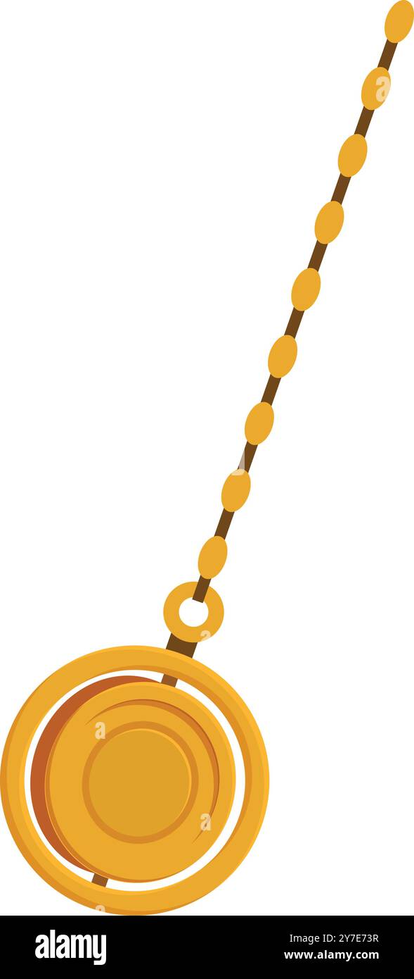 This gold pendulum is hanging on a chain, swinging back and forth Stock ...