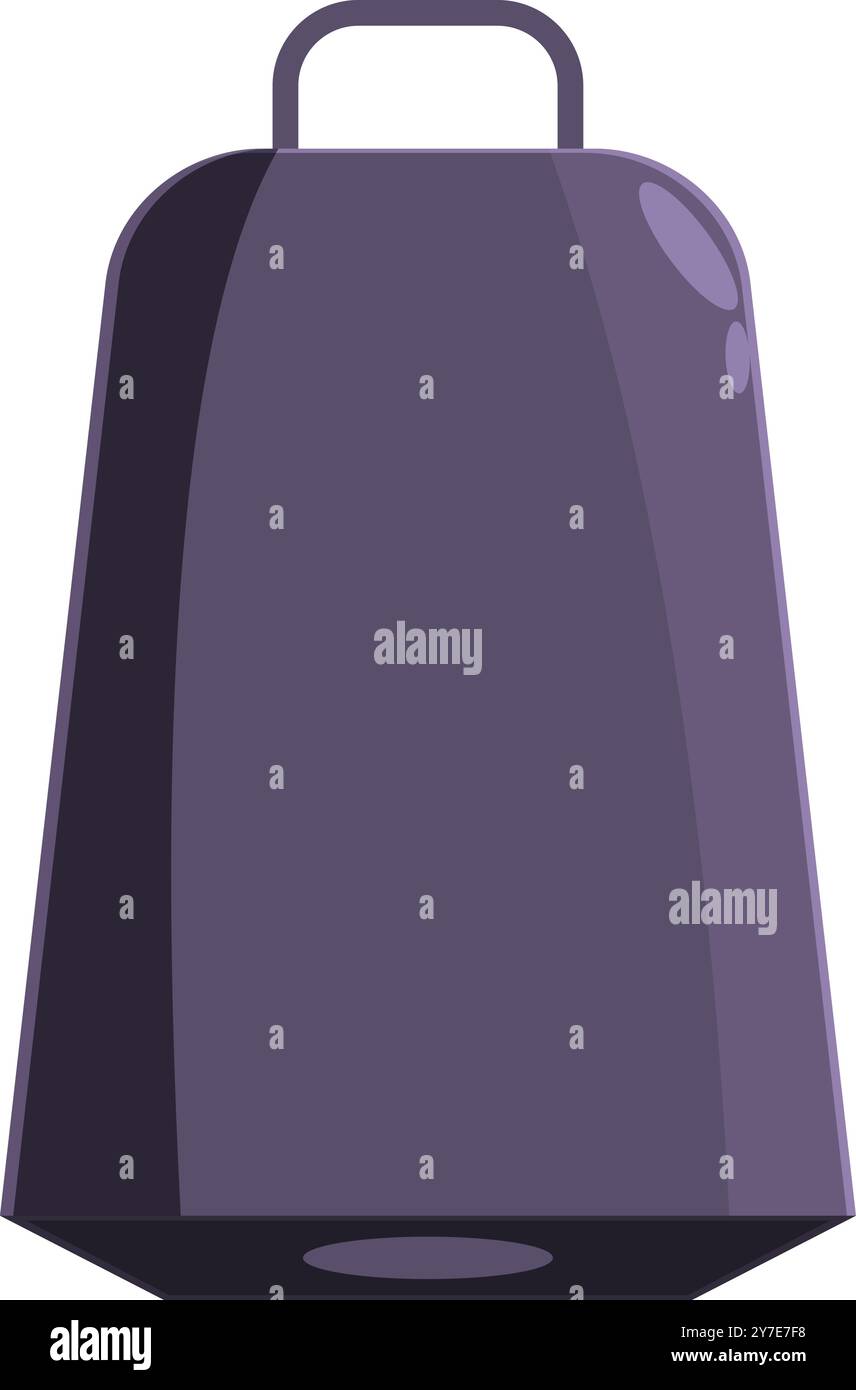 Large purple cowbell standing upright with its handle on top Stock ...