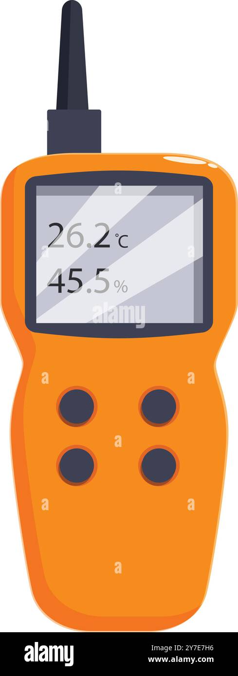 Orange portable gas detector showing temperature and humidity levels on ...