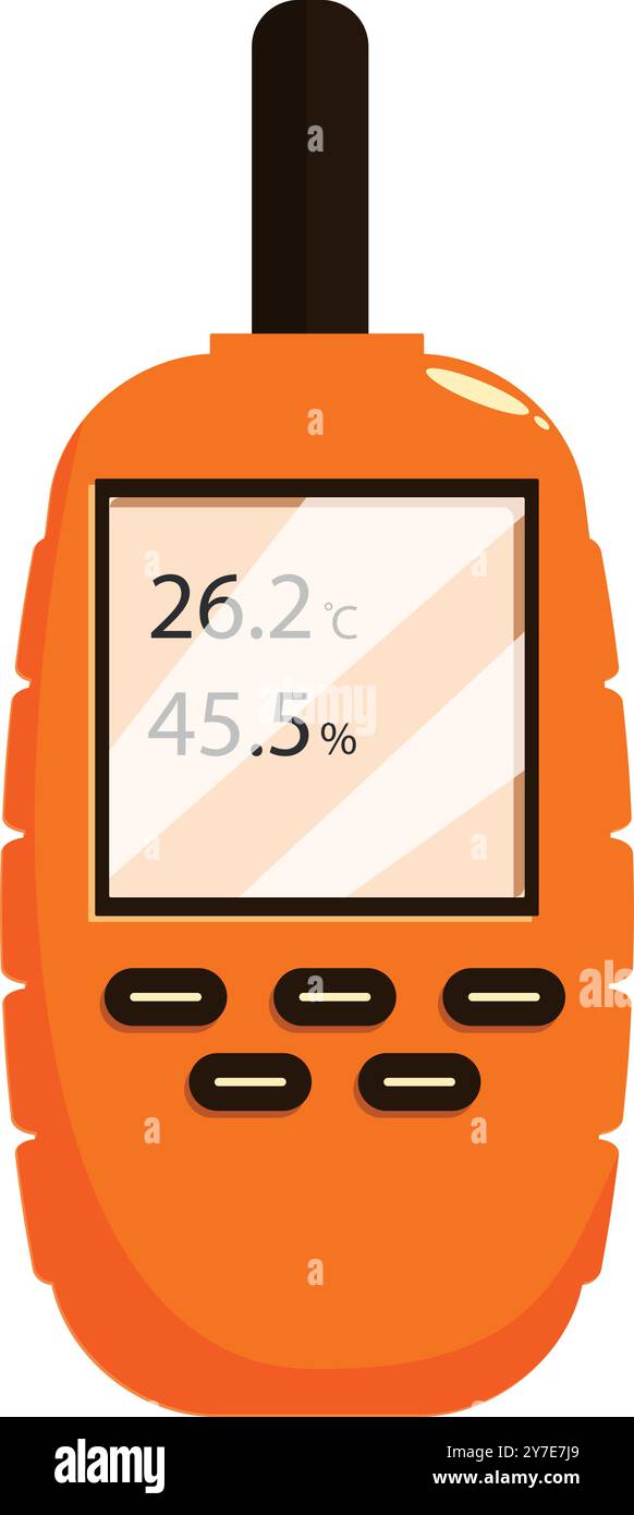 Orange digital thermohygrometer showing temperature and humidity level ...