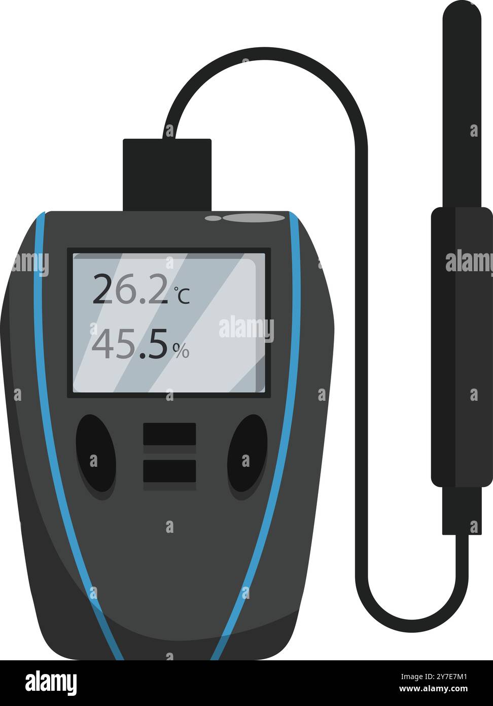 Digital thermohygrometer with external sensor measuring temperature and ...