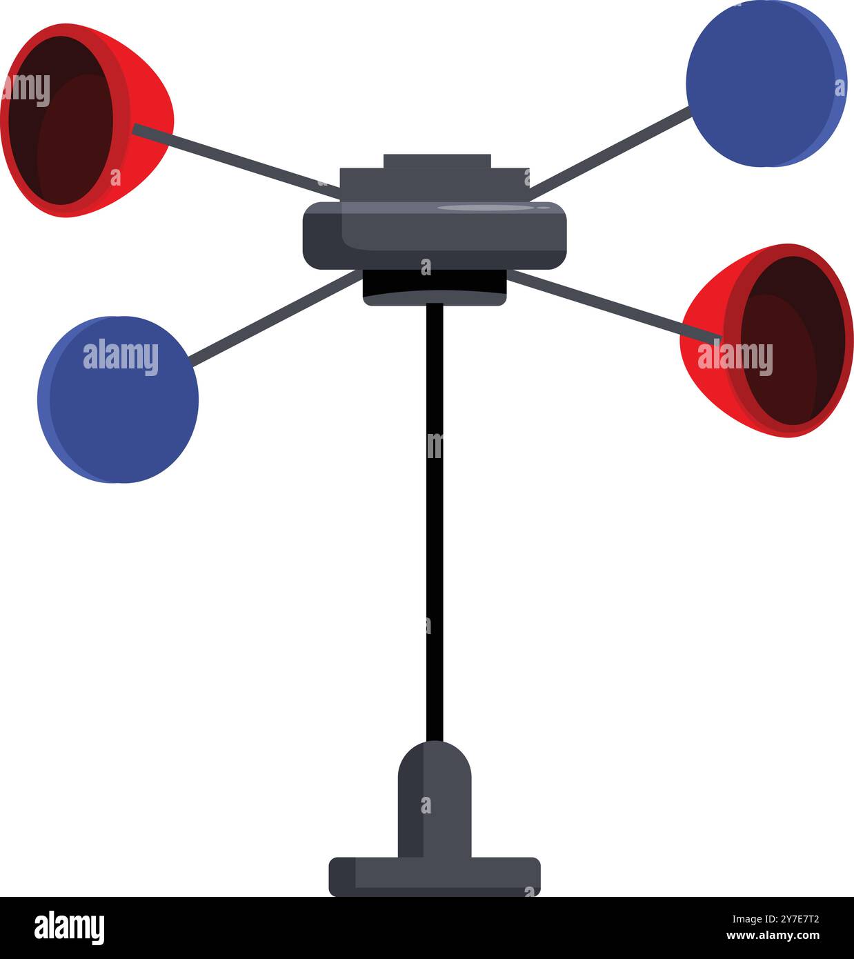 Anemometer with red and blue cups spinning and measuring wind Stock ...