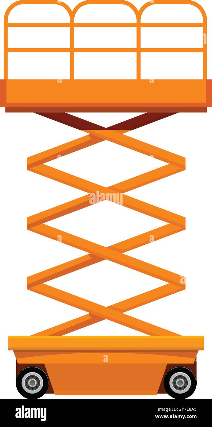 Orange mobile scissor lift standing on white background Stock Vector ...