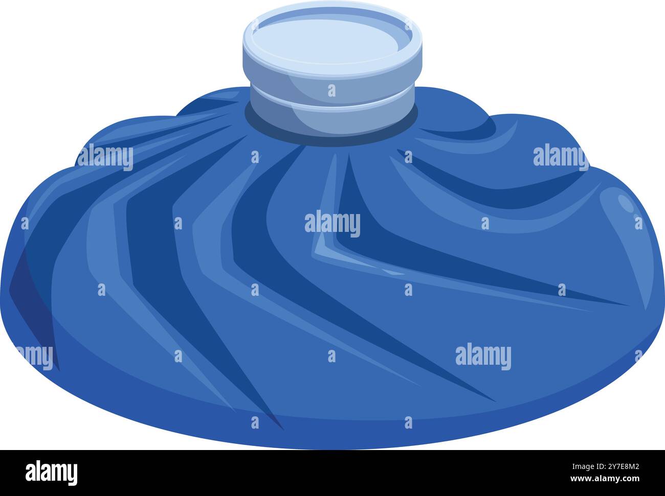 Blue rubber medical ice bag with a watertight lid for applying cold to ...