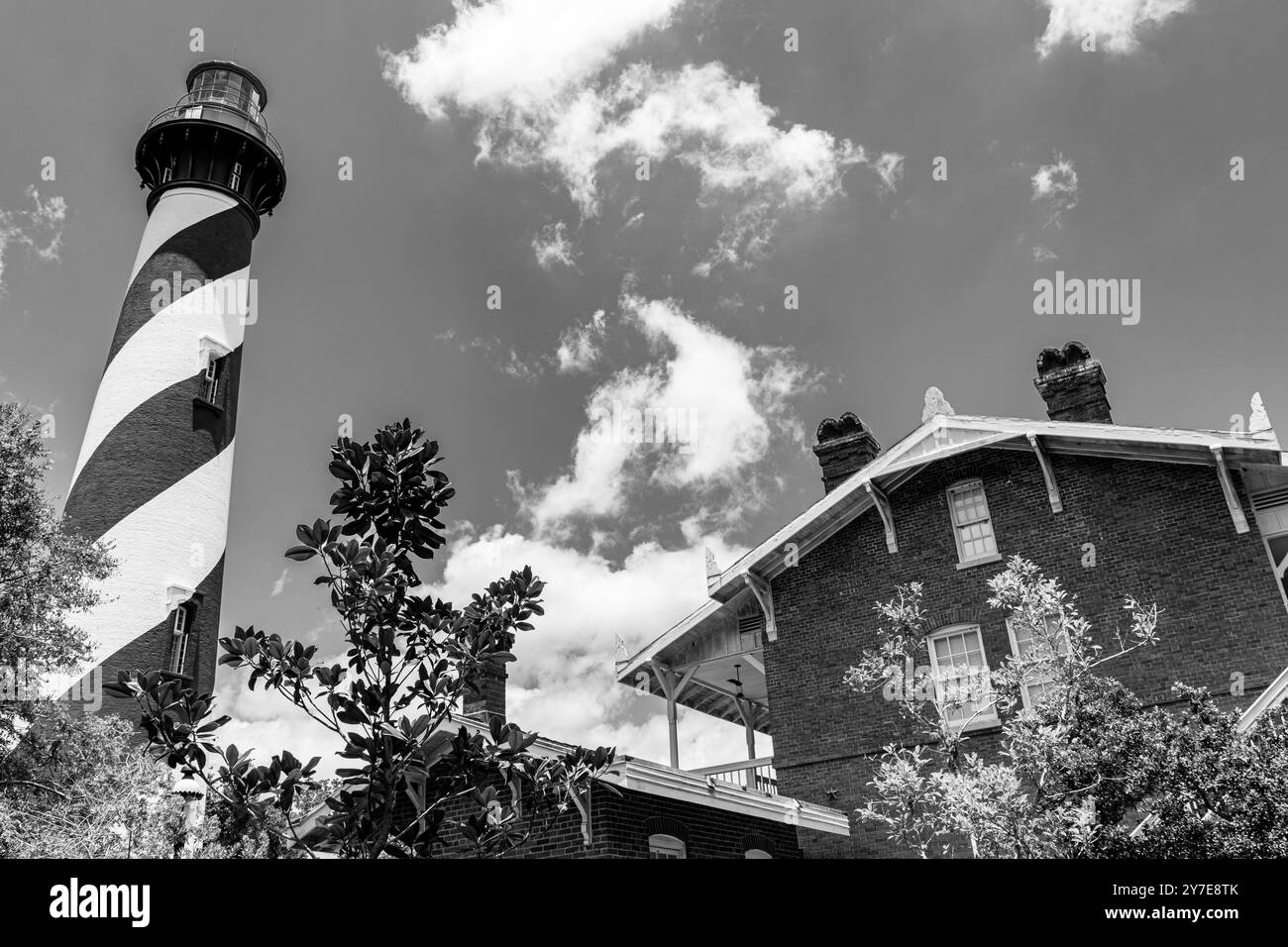 St. Augustine Lighthouse in Florida captured in Black and White Stock ...