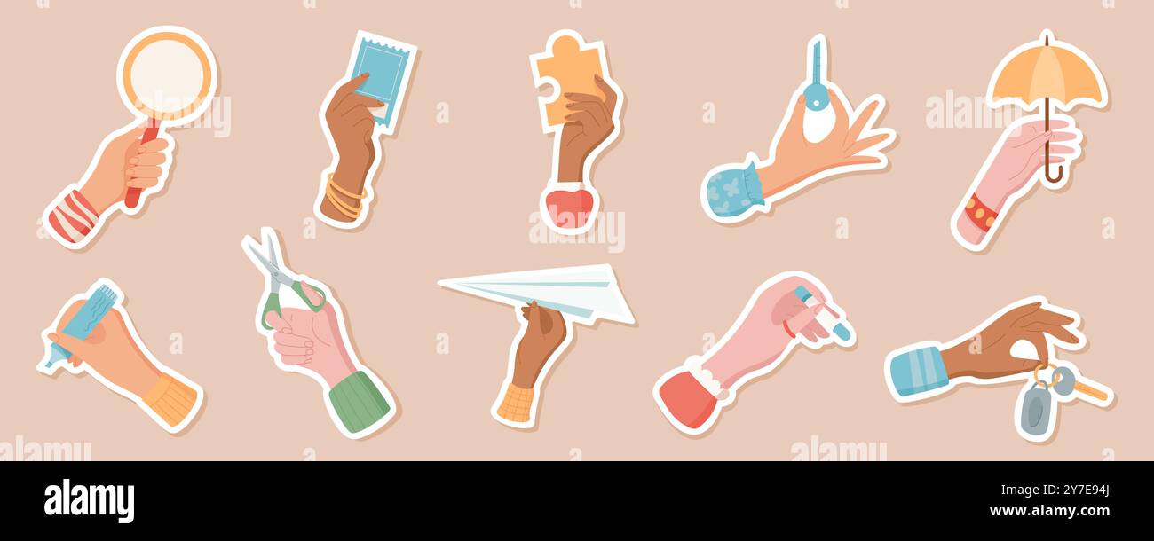 Hand Gesture Sticker Set Stock Vector Image & Art - Alamy