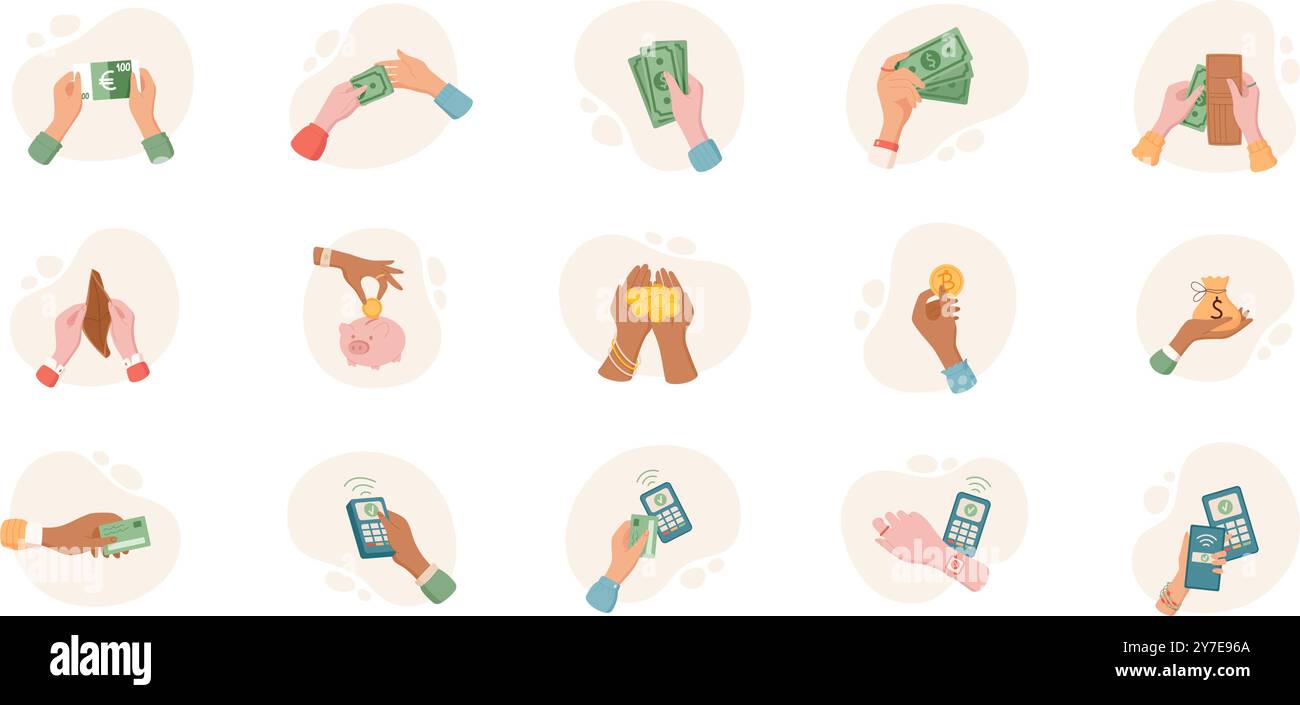 Hand Money Digital Icon Set Stock Vector Image & Art - Alamy