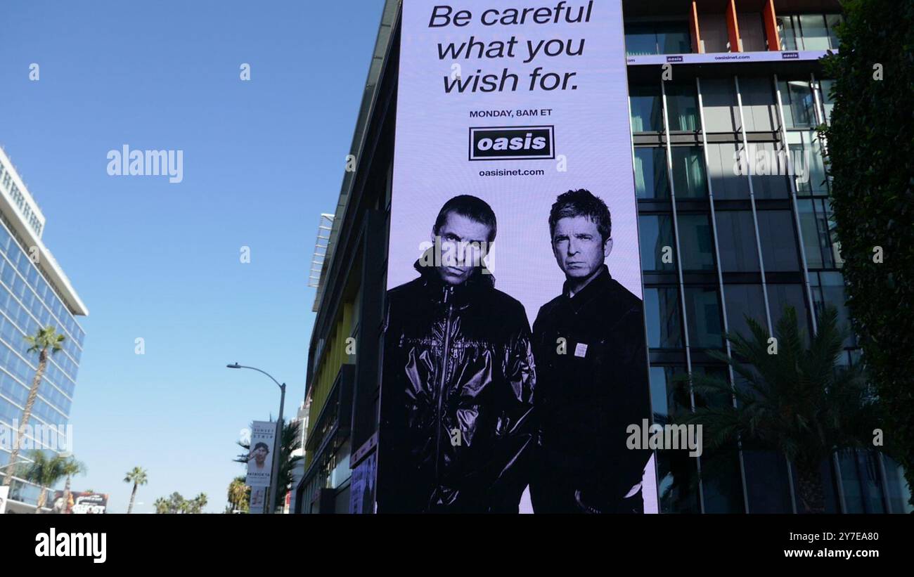 Los Angeles, California, USA 29th September 2024 Oasis Billboard at ...