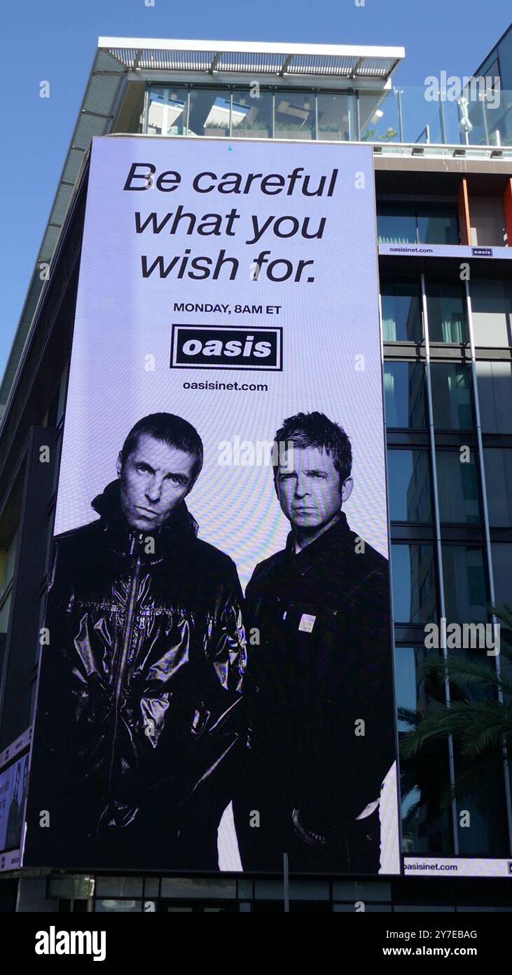 Los Angeles, California, USA 29th September 2024 Oasis Billboard at ...
