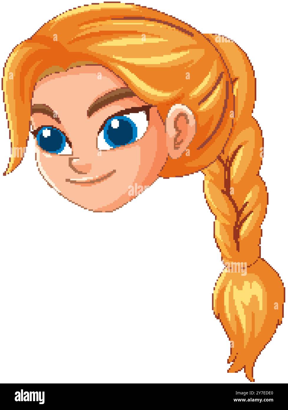 Cartoon girl with blue eyes and braid Stock Vector Image & Art - Alamy