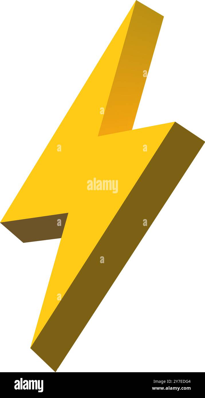 A yellow lightning bolt with a white background. Vector illustration ...