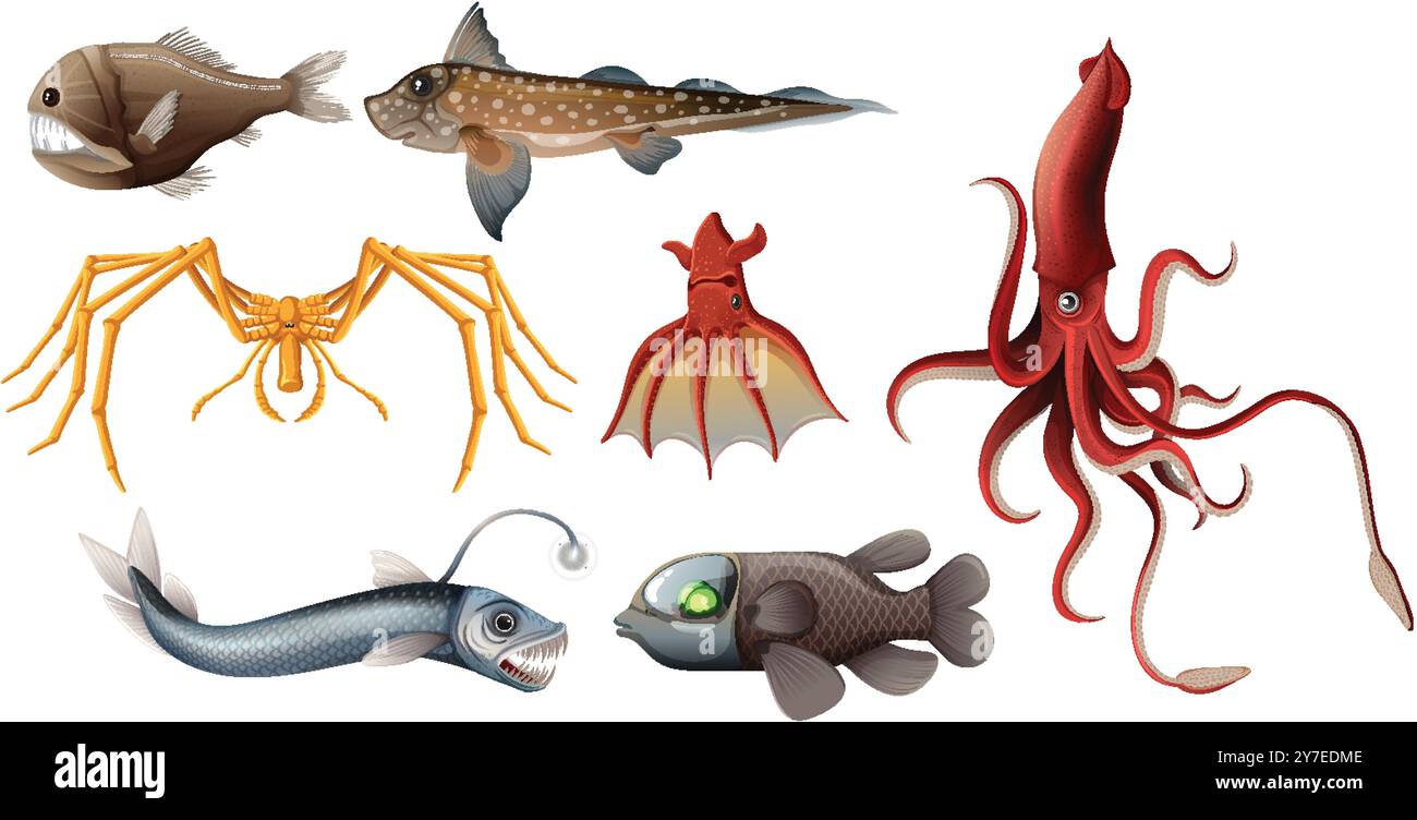 Various deep sea creatures in vector format Stock Vector Image & Art ...