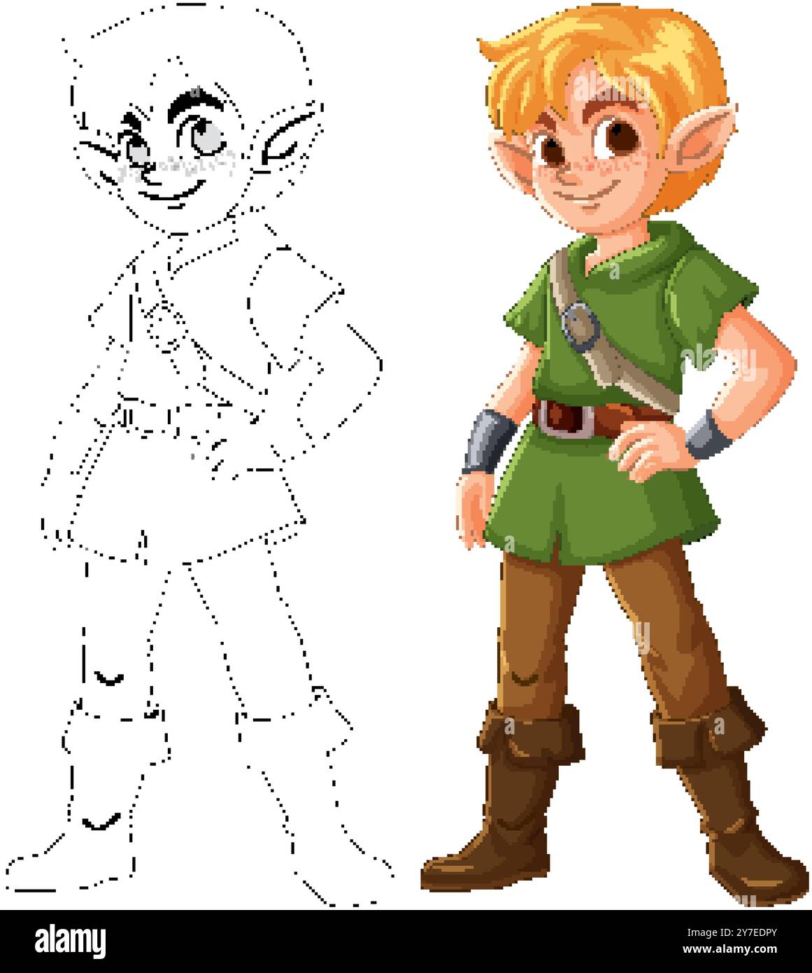 Color and outline of a fantasy elf Stock Vector Image & Art - Alamy