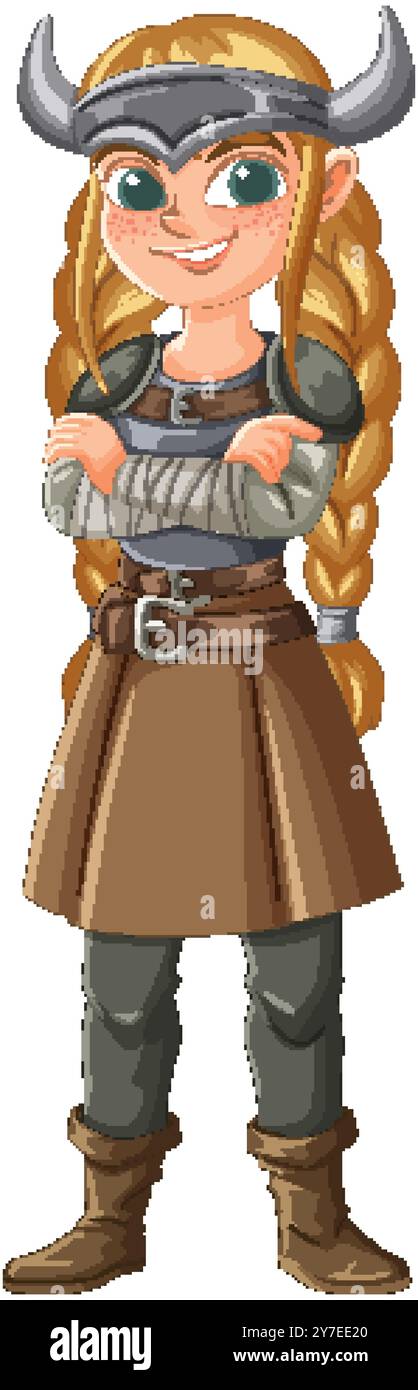 Smiling warrior with braids and horned helmet Stock Vector Image & Art ...