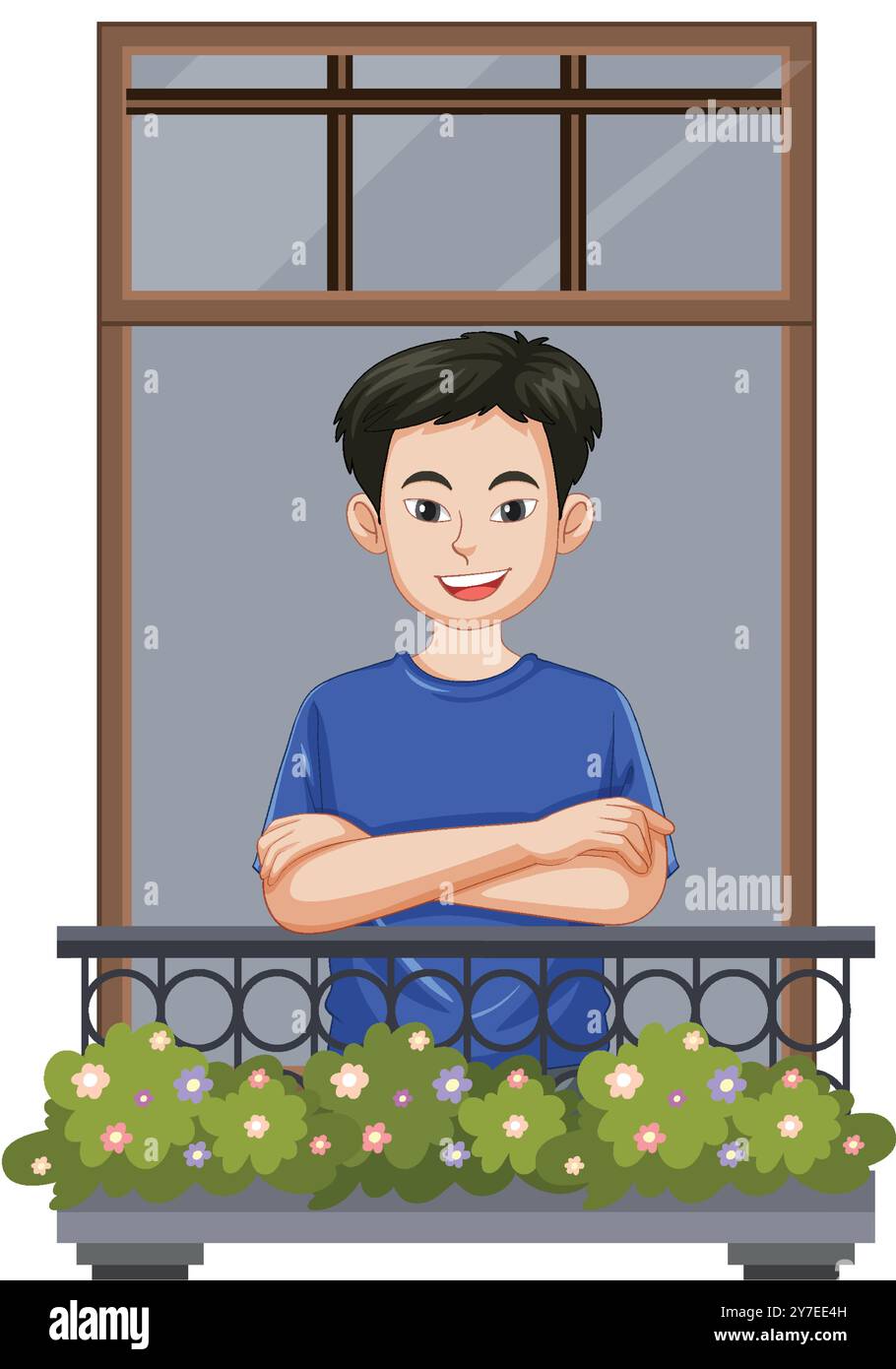 Leaning on balcony Stock Vector Images - Alamy