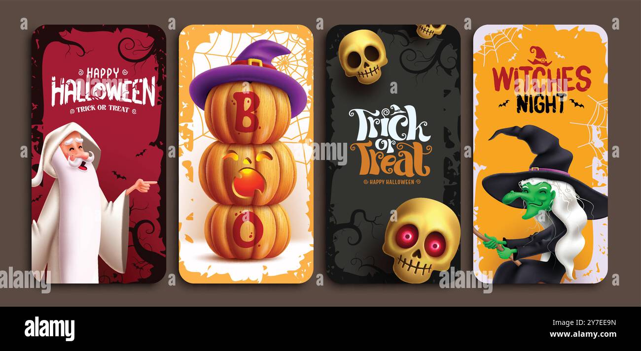 Halloween invitation card vector poster design. Halloween trick or ...