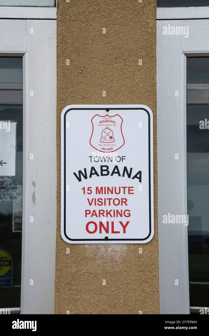Town of Wabana visitor parking sign at the town hall on Middleton ...