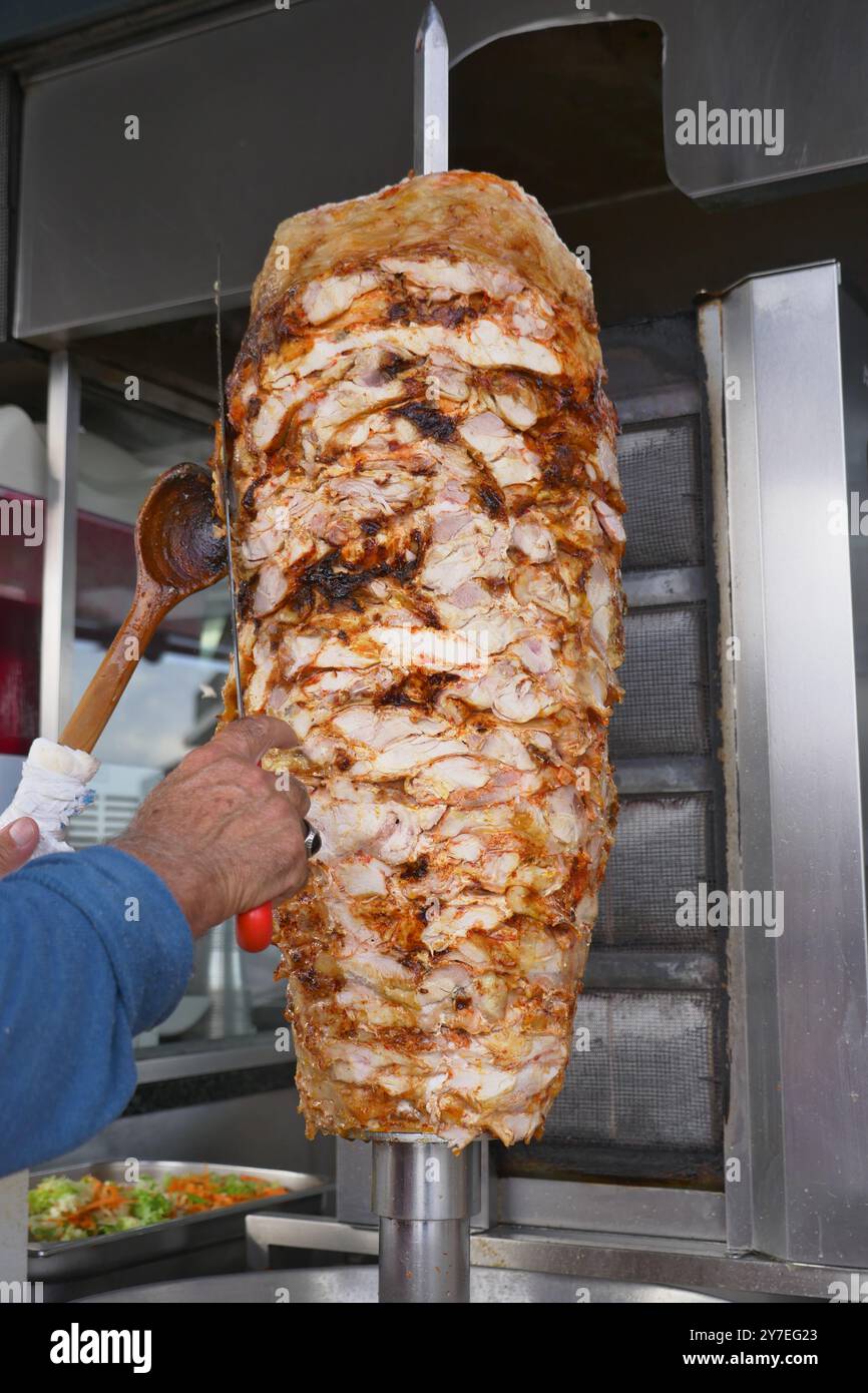 rotating traditional gyros meat close up Stock Photo - Alamy