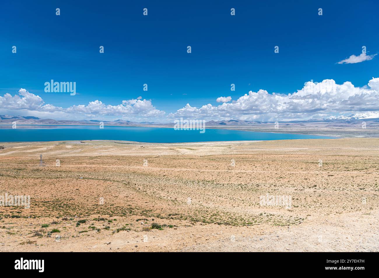 The sacred Manasarovar lake with blue transparent water in the ...