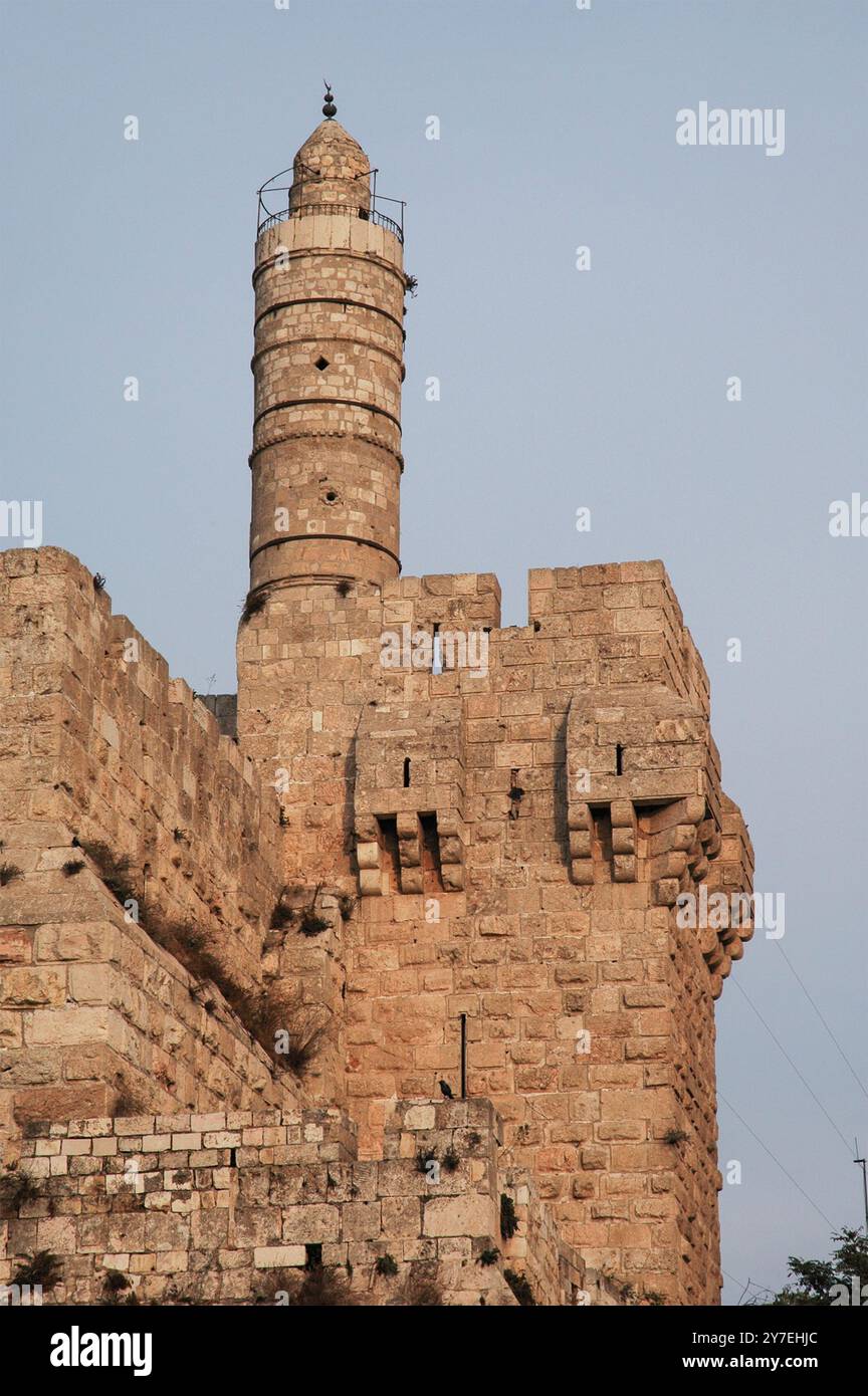 David's Citadel or the Tower of David rises above the medieval stone ...