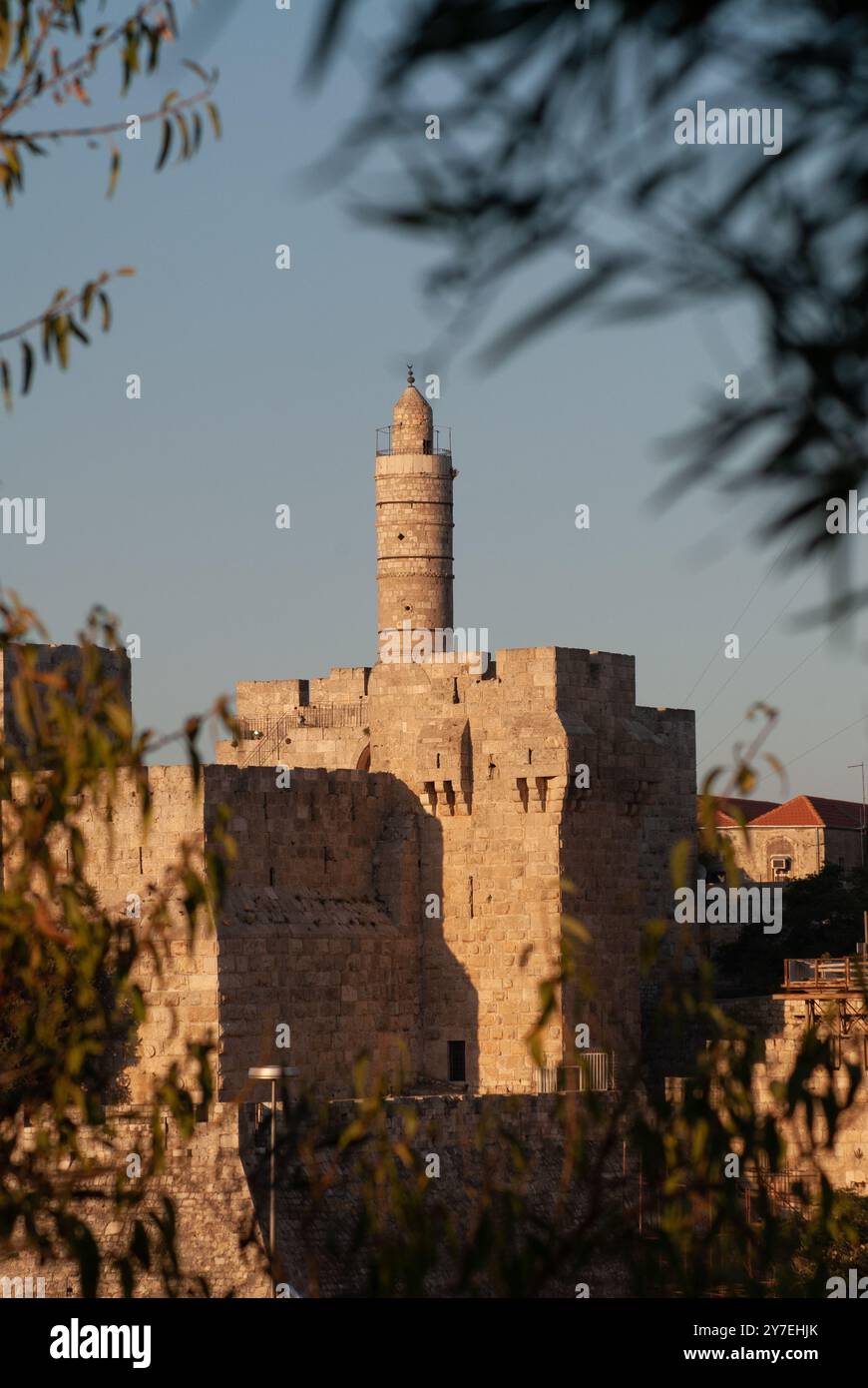David's Citadel or the Tower of David rises above the medieval stone ...