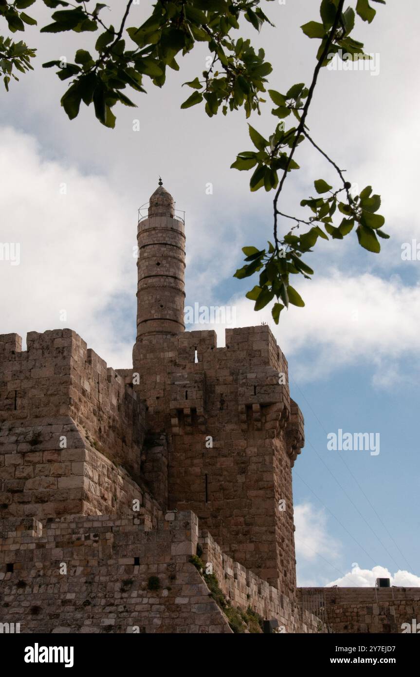 David's Citadel or the Tower of David rises above the medieval stone ...