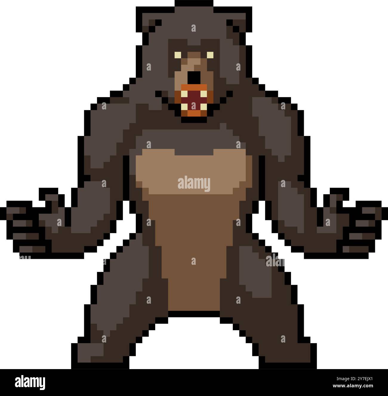 pixel art of muscle scary bear isolated background Stock Vector Image ...